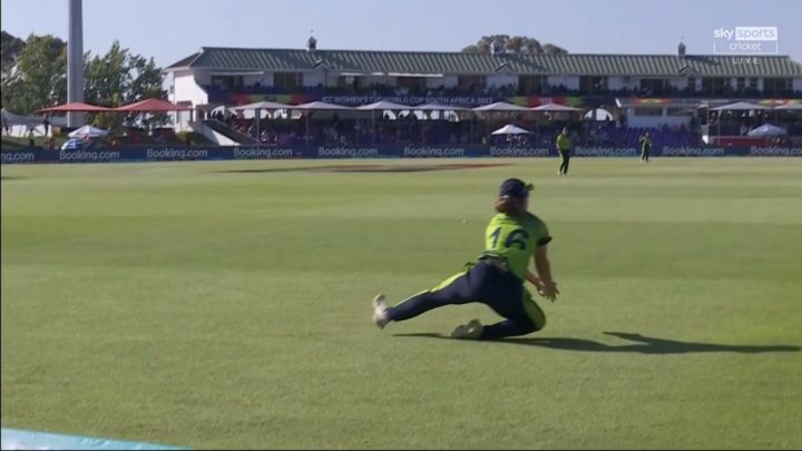 Leah Paul takes a good low catch to remove Alice Capsey - Guerilla Cricket