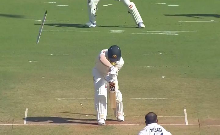 Shami goes round the wicket to clean up Warner - Guerilla Cricket